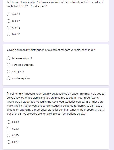 Solved Let the random variable Z follow a standard normal | Chegg.com