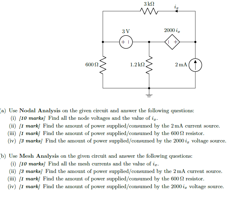 Solved a) Use Nodal Analysis on the given circuit and answer | Chegg.com