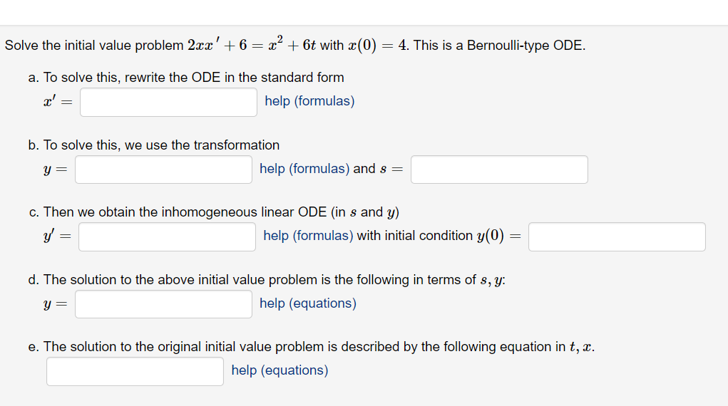 Solved Solve The Initial Value Problem 2xx 6 X² 6t 0259