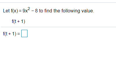 Solved Let f(x) = 9x2 - 8 to find the following value. | Chegg.com