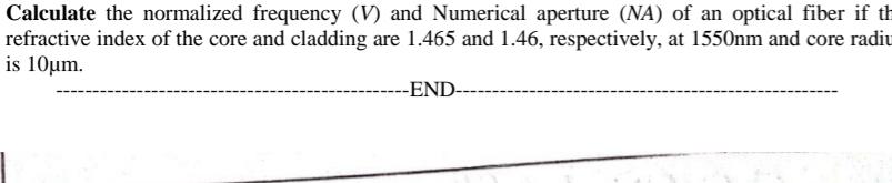 Calculate the normalized frequency (V) and Numerical | Chegg.com