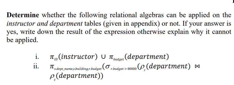Solved Determine whether the following relational algebras | Chegg.com