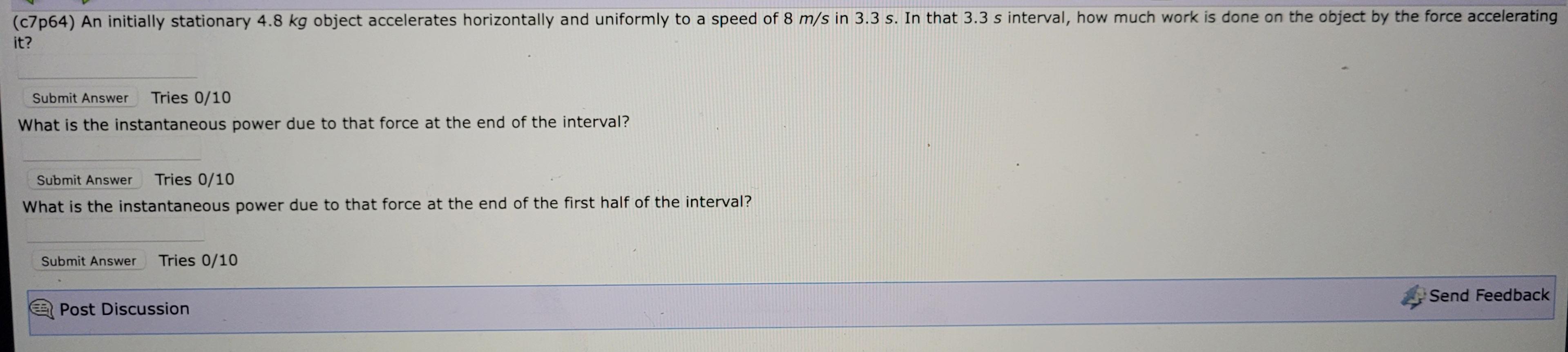 Solved (c7p64) An initially stationary 4.8 kg object | Chegg.com