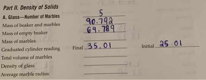 Solved 90.792 64.789 Part II. Density of Solids A. | Chegg.com