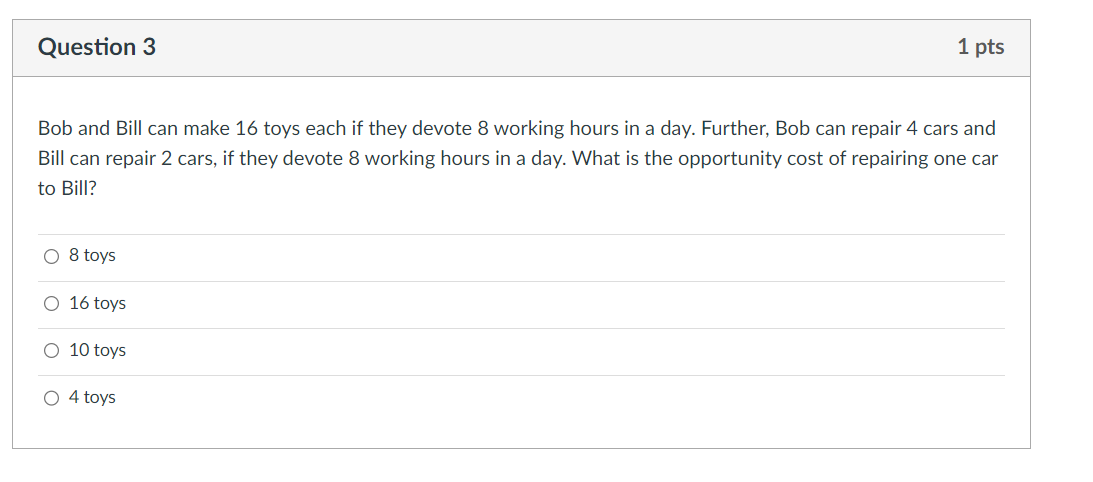 Solved Bob and Bill can make 16 toys each if they devote 8 | Chegg.com