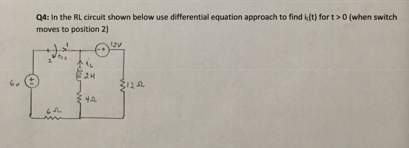 Solved Q4: In the RL circuit shown below use differential | Chegg.com