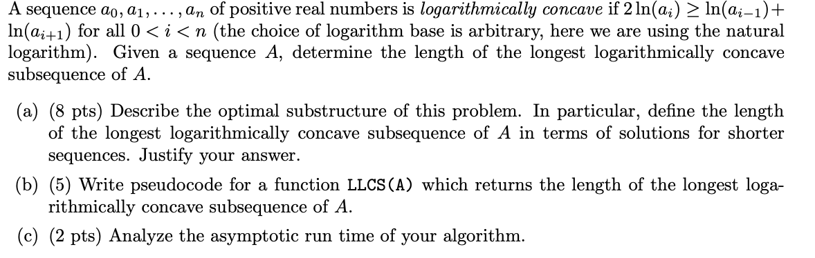 Solved A sequence a0,a1,…,an of positive real numbers is | Chegg.com