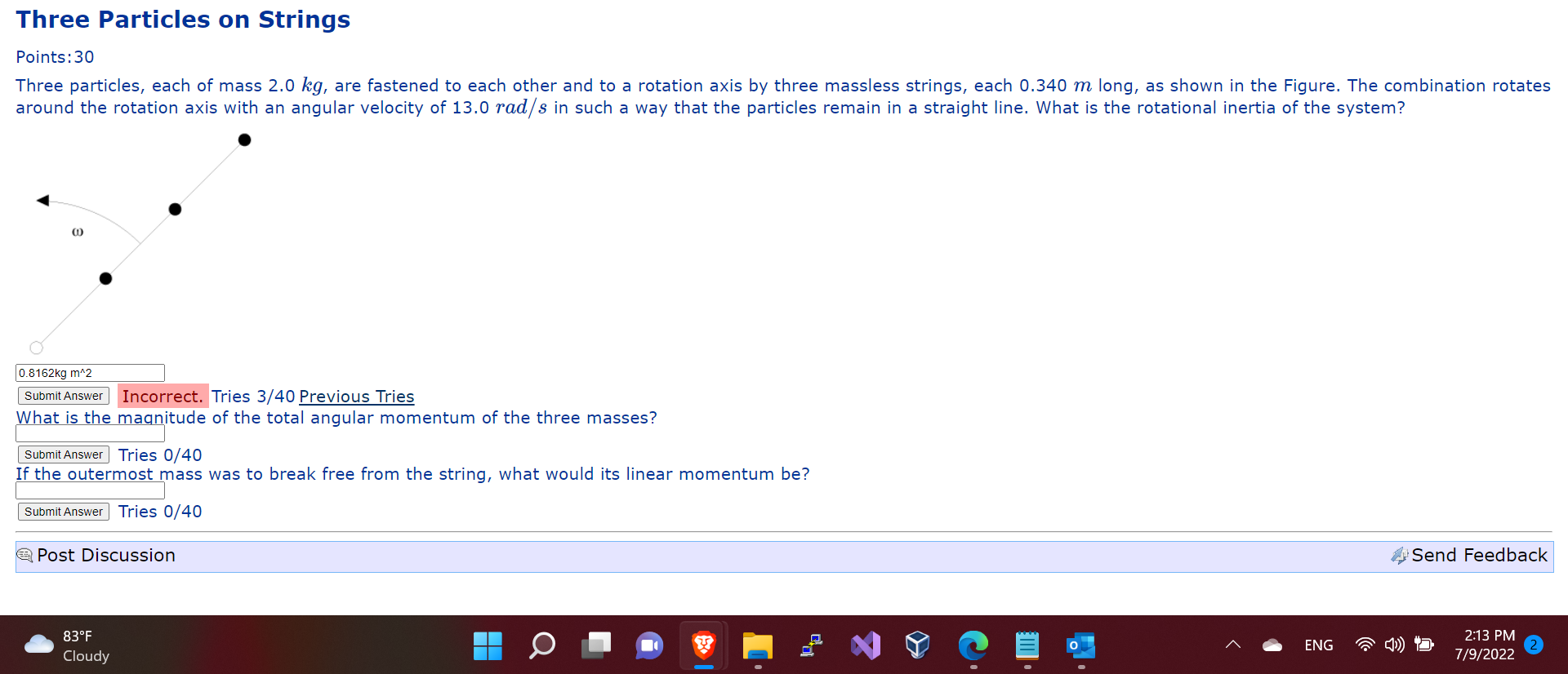 Solved Three Particles on Strings Points: 30 Three | Chegg.com