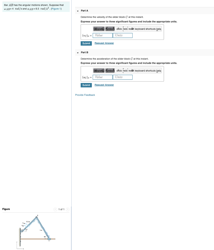 Solved Bar AB has the angular motions shown. Suppose that | Chegg.com