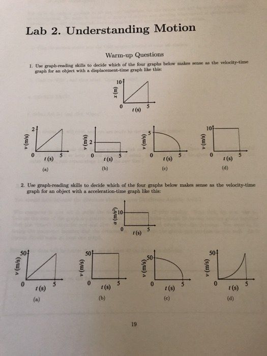 Solved Lab 2. Understanding Motion Warm-up Questions 1. Use | Chegg.com