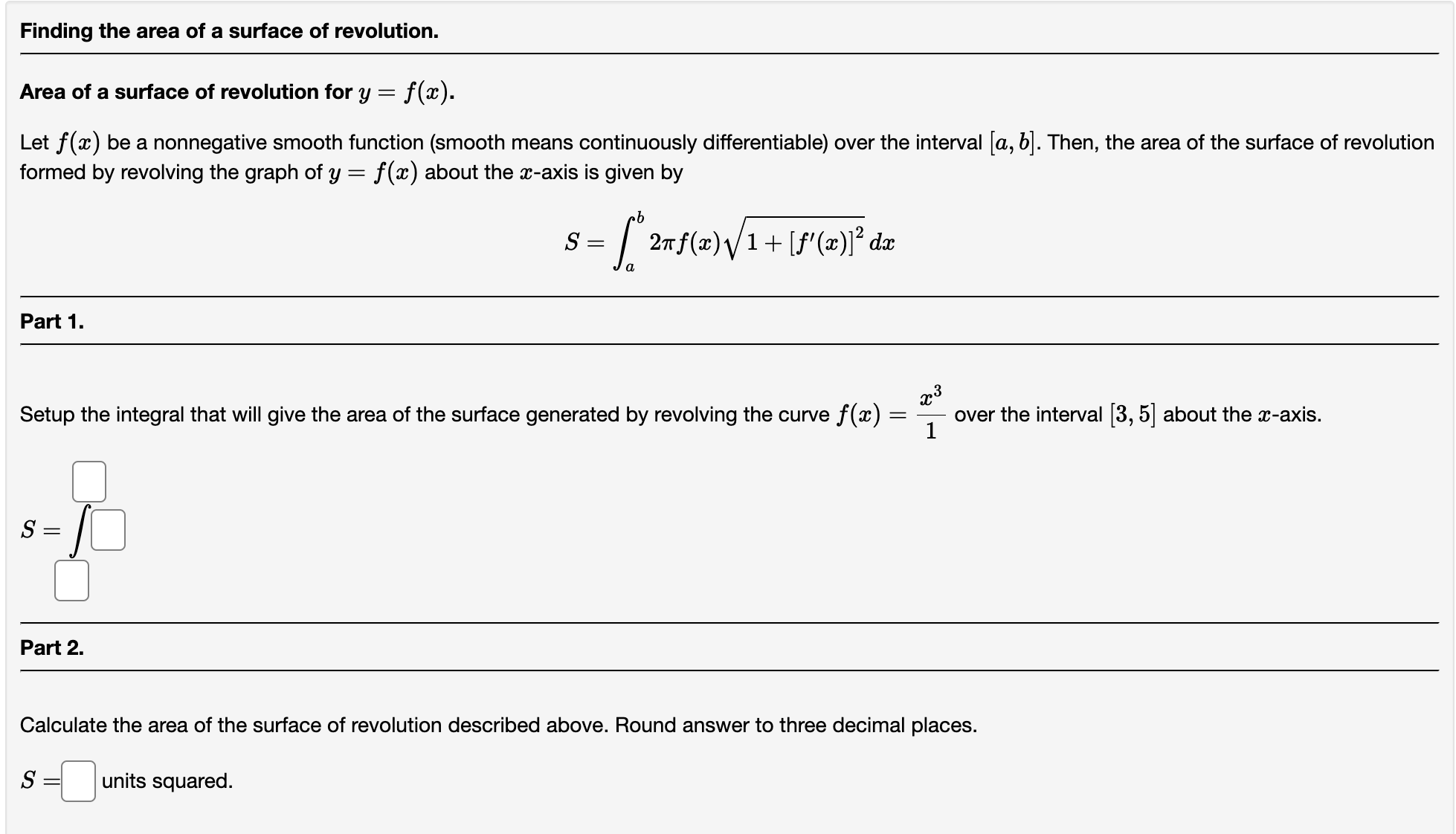 Solved Area of a surface of revolution for y=f(x). Let f(x) | Chegg.com
