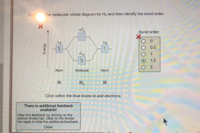 Solved he molecular orbital diagram for H2 and then identify | Chegg.com