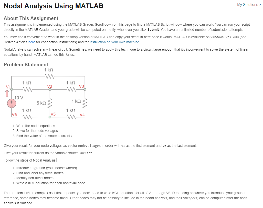 Solved Nodal Analysis Using Matlab My Solutions About This 