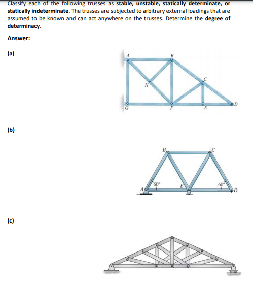 Solved Question (1): Classify each of the following trusses | Chegg.com