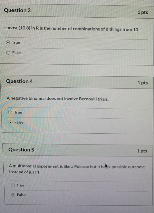 Solved Question 3 1 pts choose(10,8) in R is the number of | Chegg.com Solved Question 3 1 pts choose(10,8) in R is the number of | Chegg.com