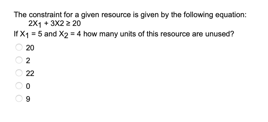 Solved The constraint for a given resource is given by the | Chegg.com