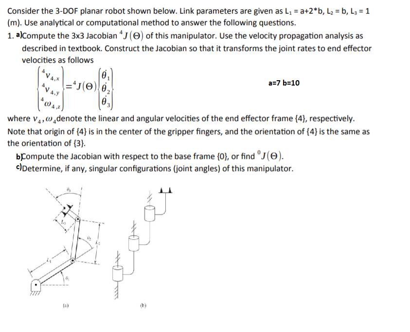 1. Consider the 3-DOF planar robot shown below. Link | Chegg.com