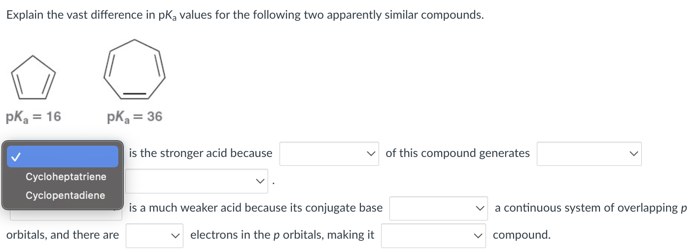 Solved Explain the vast difference in pKa values for the | Chegg.com