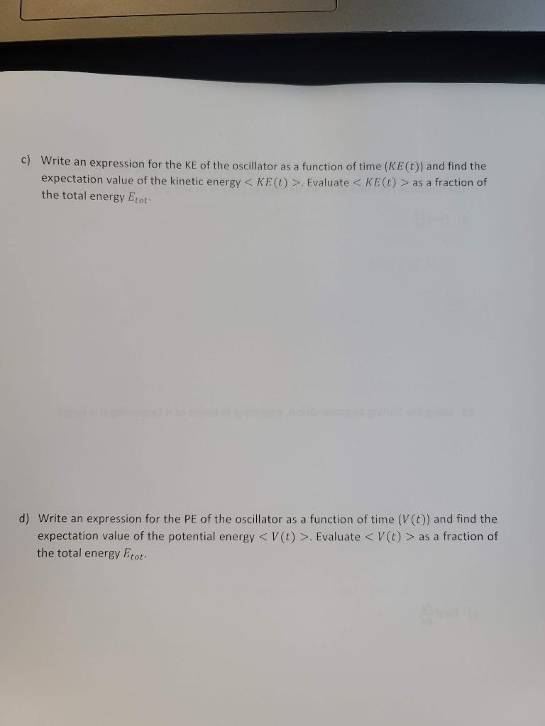 Solved 1. Average KE and PE in Harmonic Oscillation The | Chegg.com