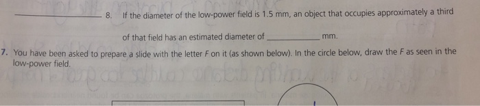 Solved 8. If the diameter of the low-power field is 1.5 mm, | Chegg.com