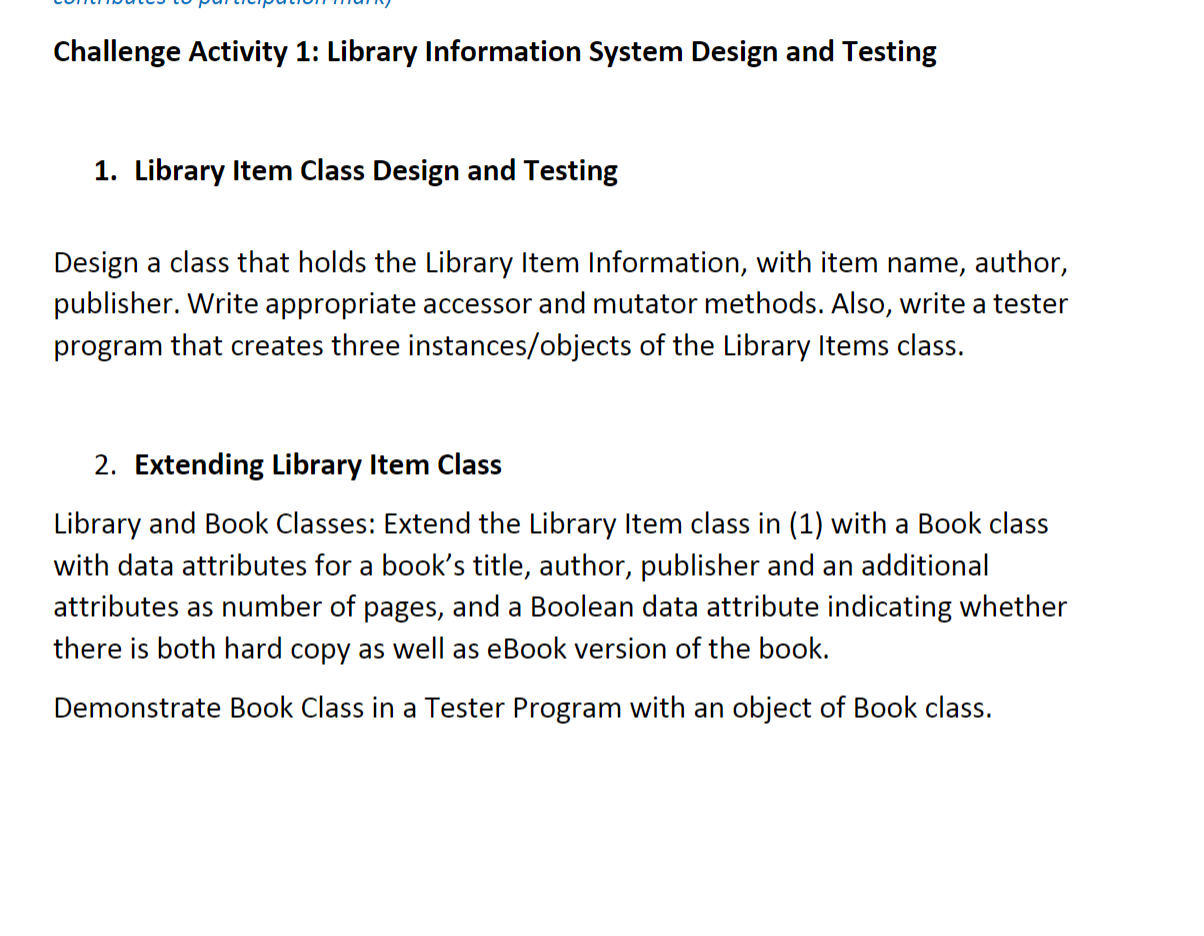 Solved Challenge Activity 1: Library Information System | Chegg.com