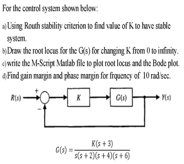 Solved For The Control System Shown Below A Using Routh 