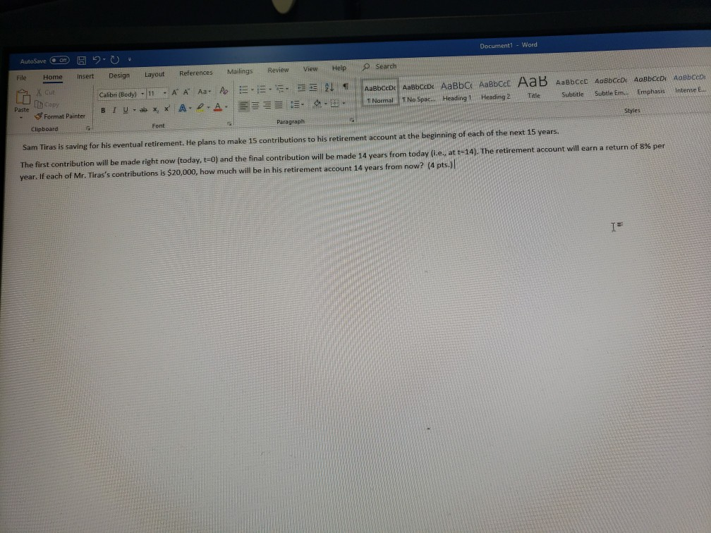 Solved Documenti - Word Review View H elp Search AutoSaver | Chegg.com