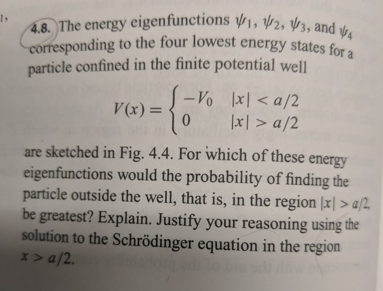 Solved 8. The energy eigenfunctions i, v2, Vs, and | Chegg.com
