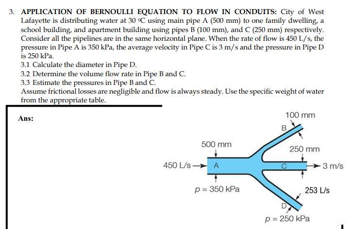 Solved 3 Application Of Bernoulli Equation To Flow In