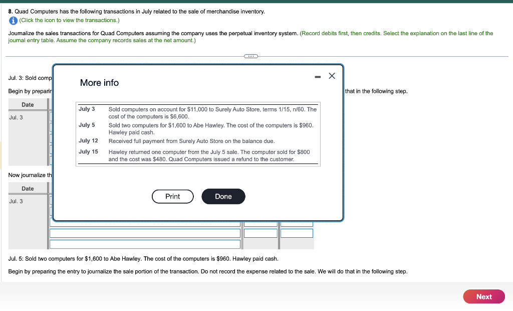 Solved 8. Quad Computers has the following transactions in | Chegg.com