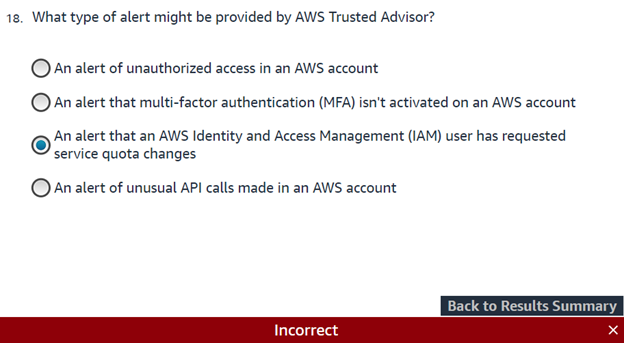 Solved What type of alert might be provided by AWS Trusted | Chegg.com