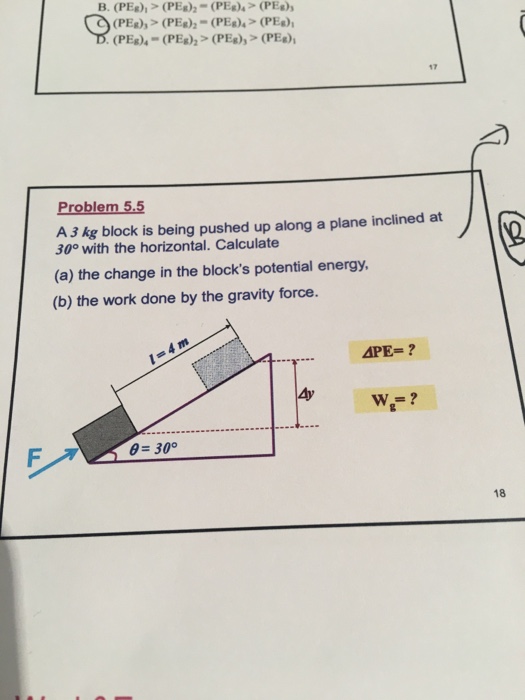 Solved A 3 kg block is being pushed up along a plane | Chegg.com