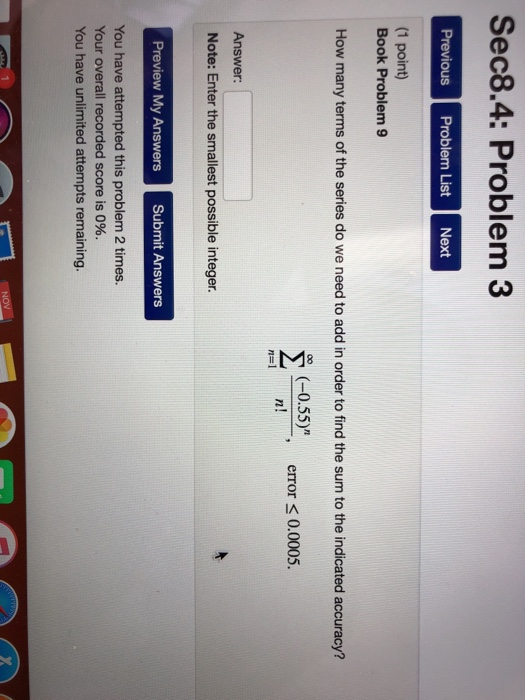 Solved Sec8.4: Problem 3 Problem List Next (1 point) Book | Chegg.com