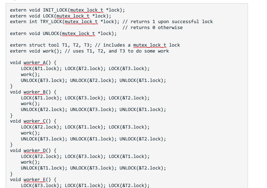 Solved extern void INIT_LOCK (mutex lock t *lock); extern | Chegg.com