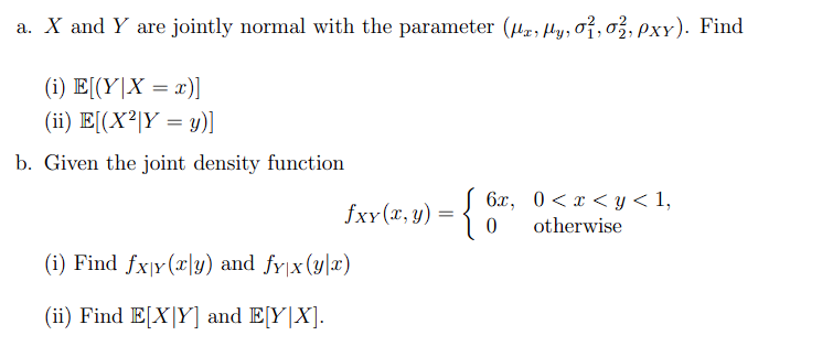 Solved a. X and Y are jointly normal with the parameter | Chegg.com