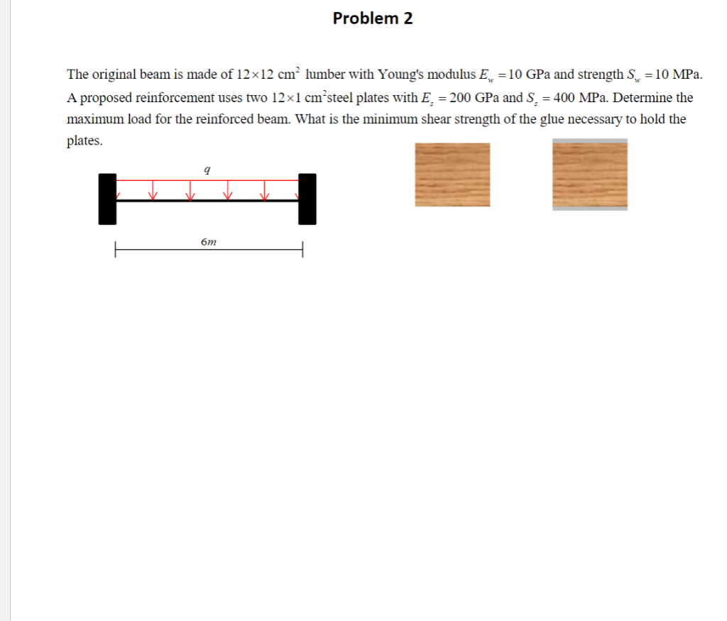 Solved Probllei The original beam is made of 12x12 cm lumber | Chegg.com