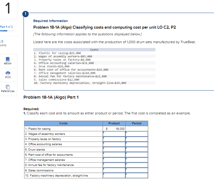 Solved Requlred Information Problem 18-1A (Algo) Classifying | Chegg.com