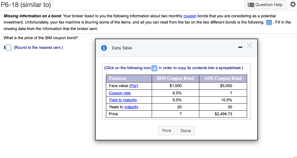 Solved P6-18 (similar to) Question Help 0 Missing | Chegg.com