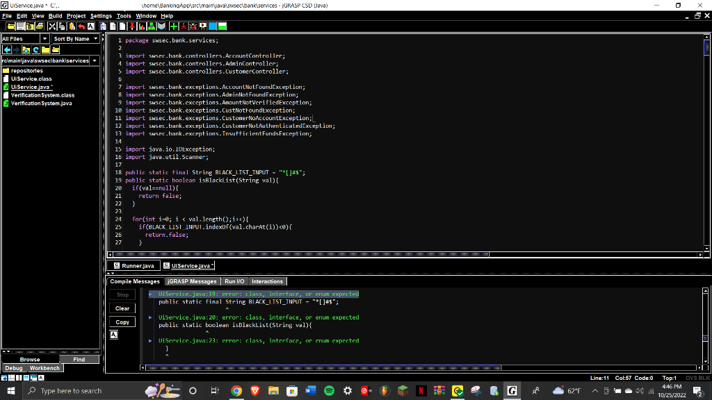 Solved In your UIServices class, add a new method, | Chegg.com