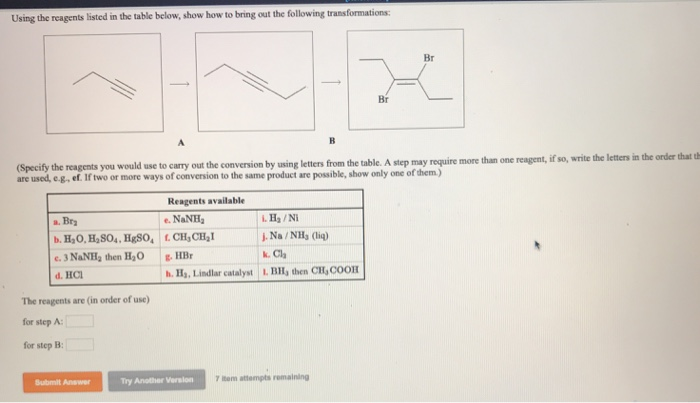 Solved Using the reagents listed in the table below, show | Chegg.com