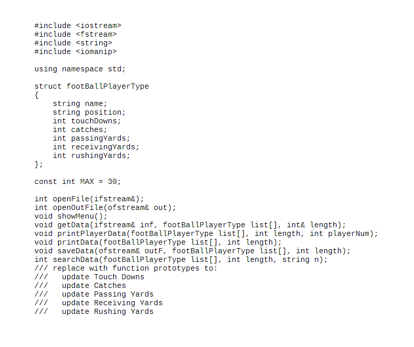 Solved Structures, arrays of structures, functions, header | Chegg.com