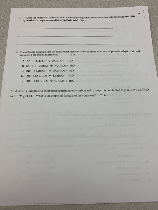 Solved 6 Write the molecular, complete ionic and net jonic | Chegg.com