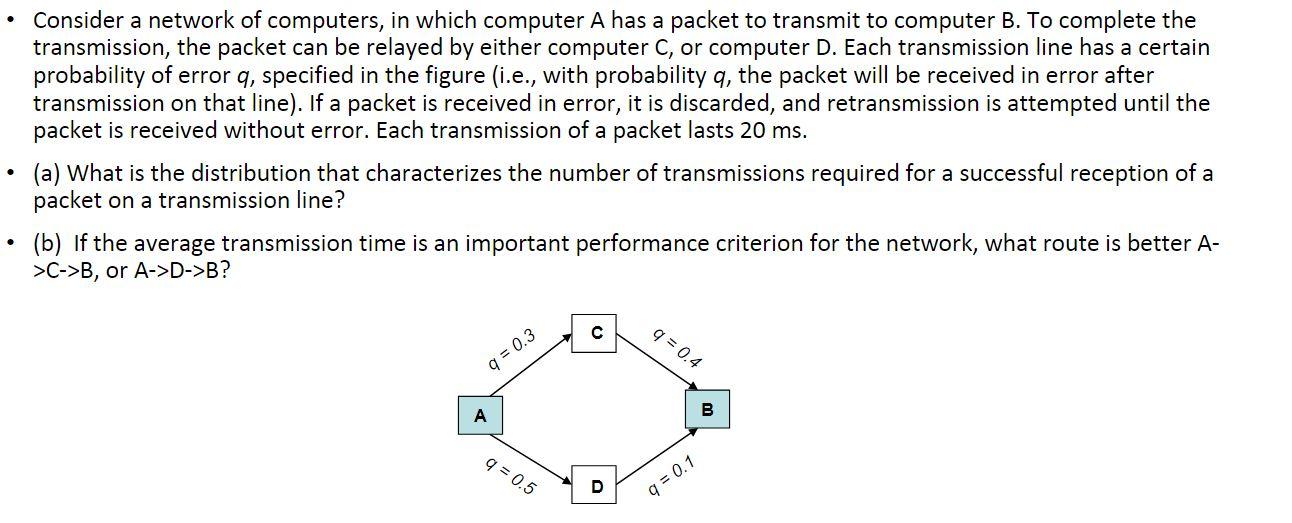 Solved Consider a network of computers, in which computer A | Chegg.com