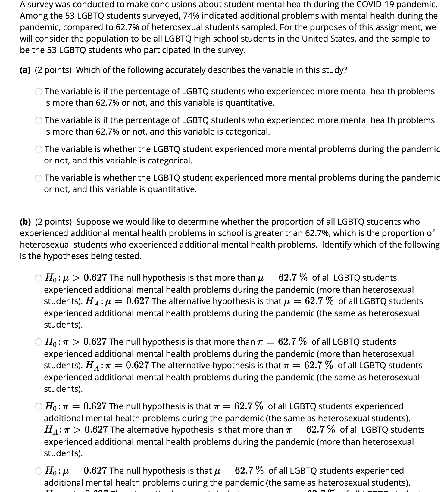 Solved A survey was conducted to make conclusions about | Chegg.com