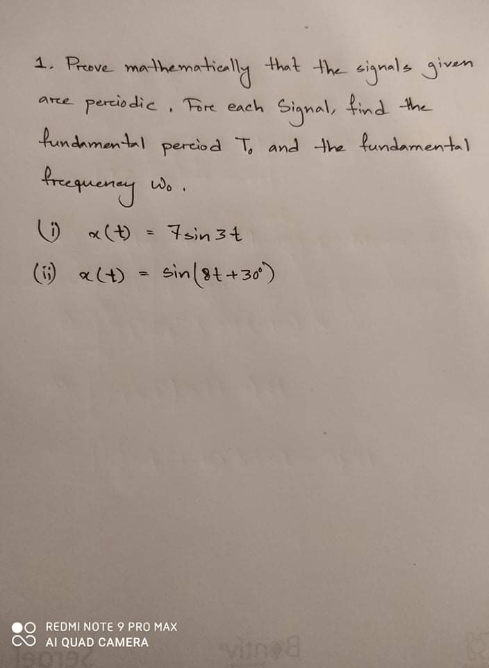 Solved 1. Preove mathematically that the signals given are | Chegg.com