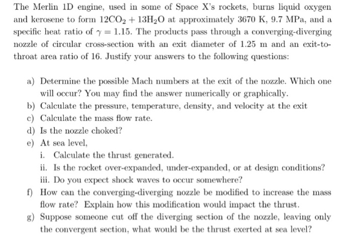 Solved The Merlin 1D engine, used in some of Space X's | Chegg.com