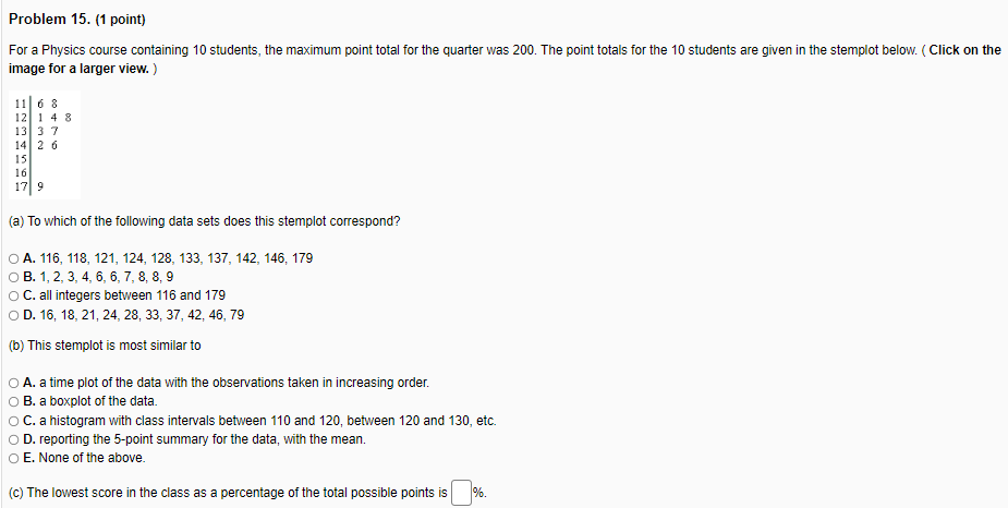 Solved For a Physics course containing 10 students, the | Chegg.com
