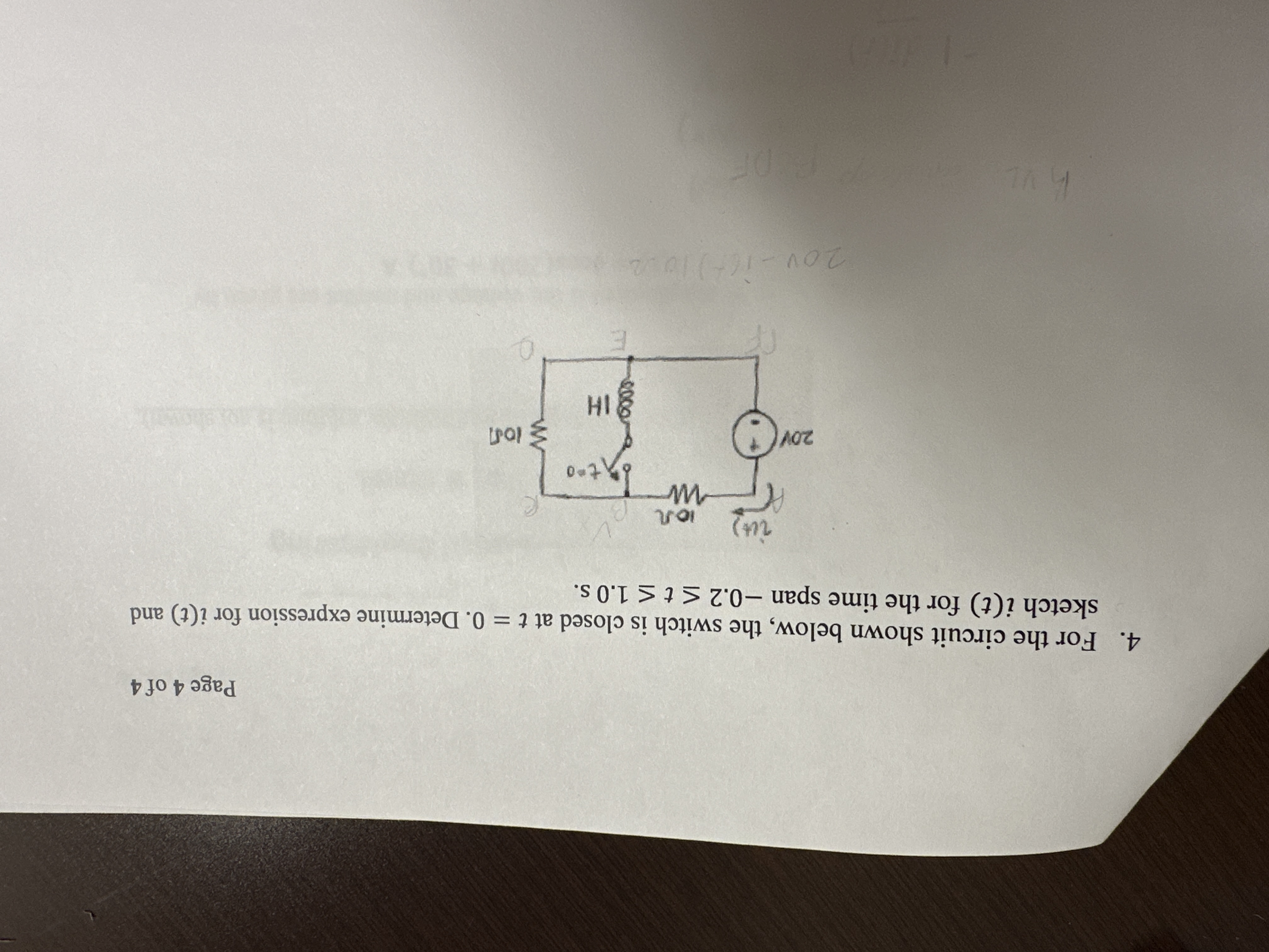 For the circuit shown below, the switch is closed at | Chegg.com