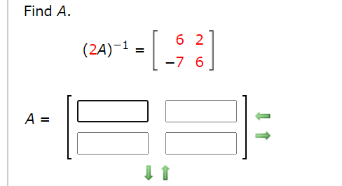 Solved Find A. (2A)-1 2)--- (-;?] A = | Chegg.com