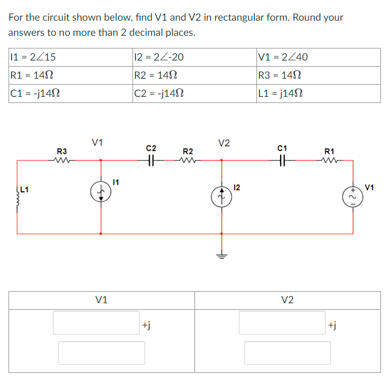 Solved For the circuit shown below, find V1 and V2 in | Chegg.com